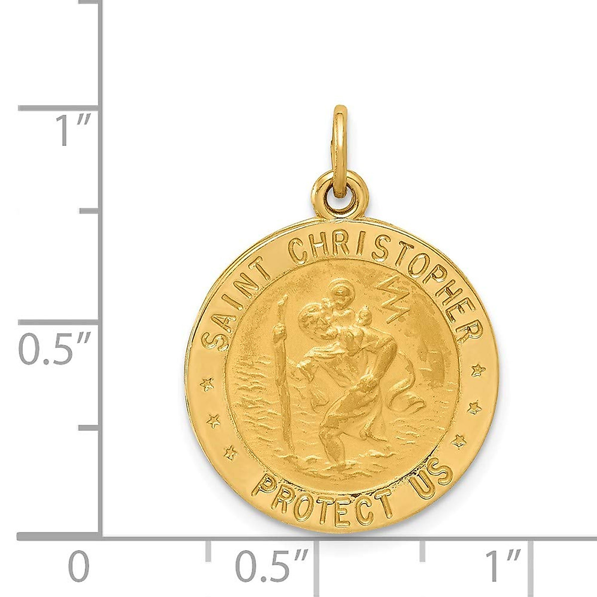 Solid 14k Yellow Gold US Army Saint Christopher Medal Pendant (25mm x 19mm)