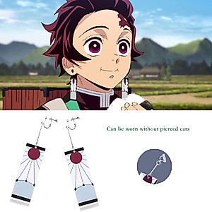 Tanjiro Hanafuda Earrings Breath Of The Sun Symbol Great For Demon Slayer Anime Light-Weight Wearing (Breath Of The Sun B)