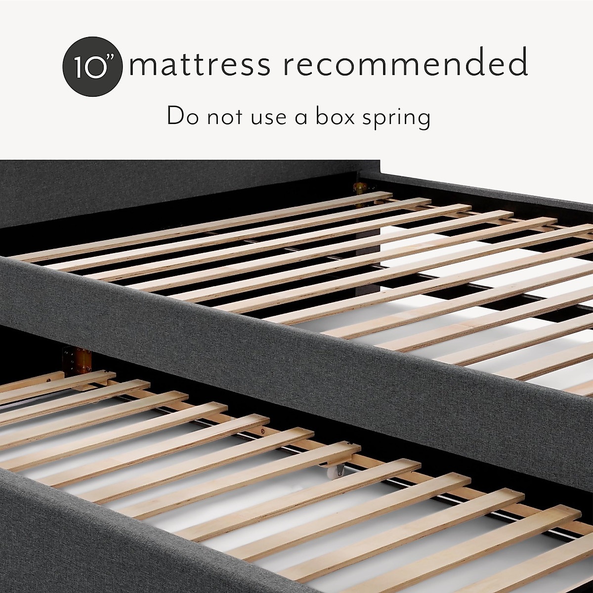 DG Casa SUVA Traditional Upholstered Daybed with Trundle Platform Bed Frame with Diamond Button Tufting Nailhead Trim and Full Wooden Slats, Box Spring not Required - Twin Size Day Bed in Gray Fabric