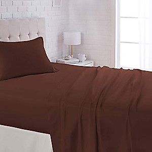 snowhomes 800-Thread Count 4-Pcs Bed Sheets 100% Egyptian Cotton Bedding Set Chocolate Full Size Sheets, Long Staple Cotton Fitted Sheet with Pillowcase, Fits Mattress Upto 16" Deep Pockets