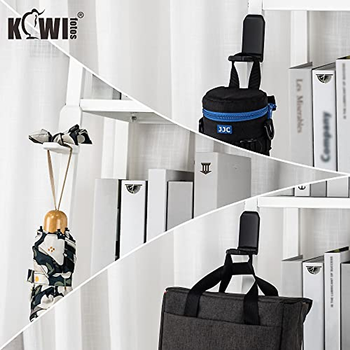 KIWIFOTOS 2 PackA dhesive Desk Headphone Hanger, PC Gaming Headset Holder Stand, Adhesive Holder Mount for Wall, Foldable Headphones Hook Mount Under Desk - White,Two Pack