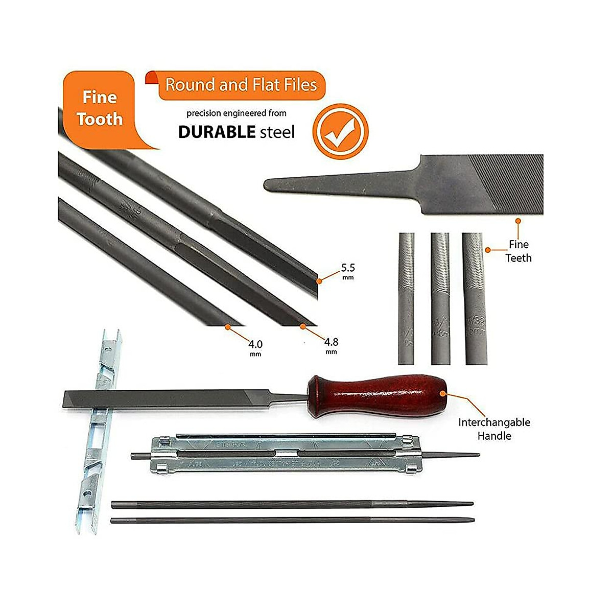 10pcs Chainsaw Sharpening File Kit - for Husqvarna Dewalt Stihl Craftsman Makita Texax Homelite Oregon Chainsaw Sharpener File Kit - Used for Poulan Chainsaw Part