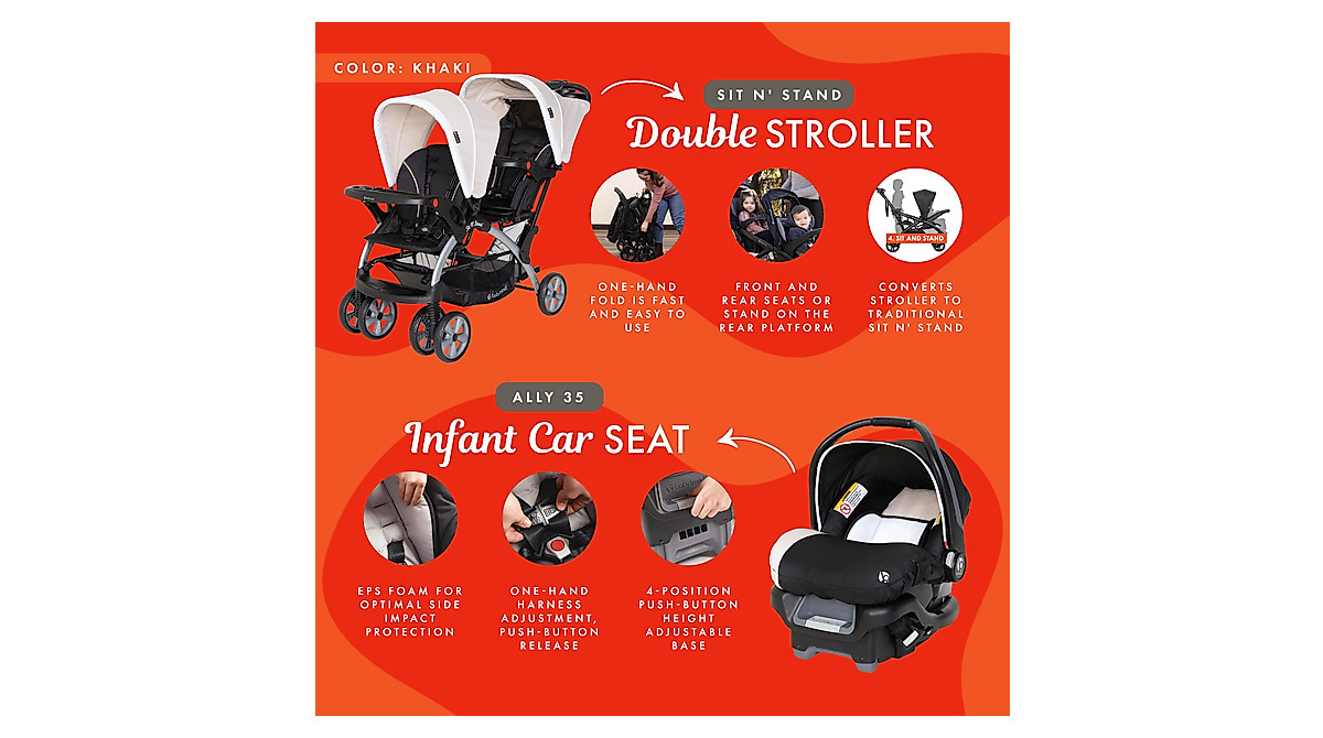 Baby Trend Sit N' Stand Double Stroller & Car Seat Combo