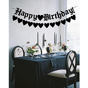 Gothic HAPPY BIRTHDAY Banner,Celebrate the occasion with this fun, quirky, alternative banner, Old English Gothic banners,for 20th 30th 40th Birthday