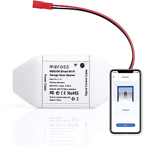 meross Smart Garage Door Opener Remote, APP Control, Compatible with Alexa, Google Assistant and SmartThings, Multiple Notification Modes, No Hub Needed