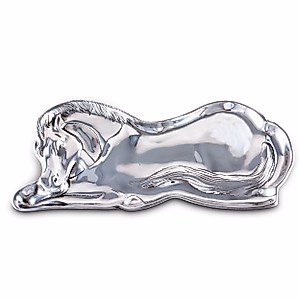 Arthur Court Aluminum Horse Figural Tray, 12 x 6 Inches, Equestrian-Themed with Detailed Mane Design, Food-Safe and Versatile Serving Platter