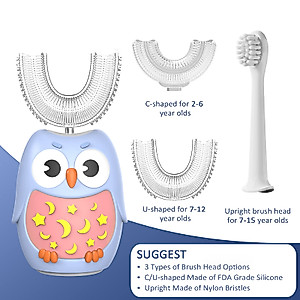 AUITRONCARE 2Pack Kids Toothbrush Electric and Foam Toothpaste Kids,Toddler Electric Toothbrush Ultrasonic Toothbrush with 3 Brushing Heads and Cup