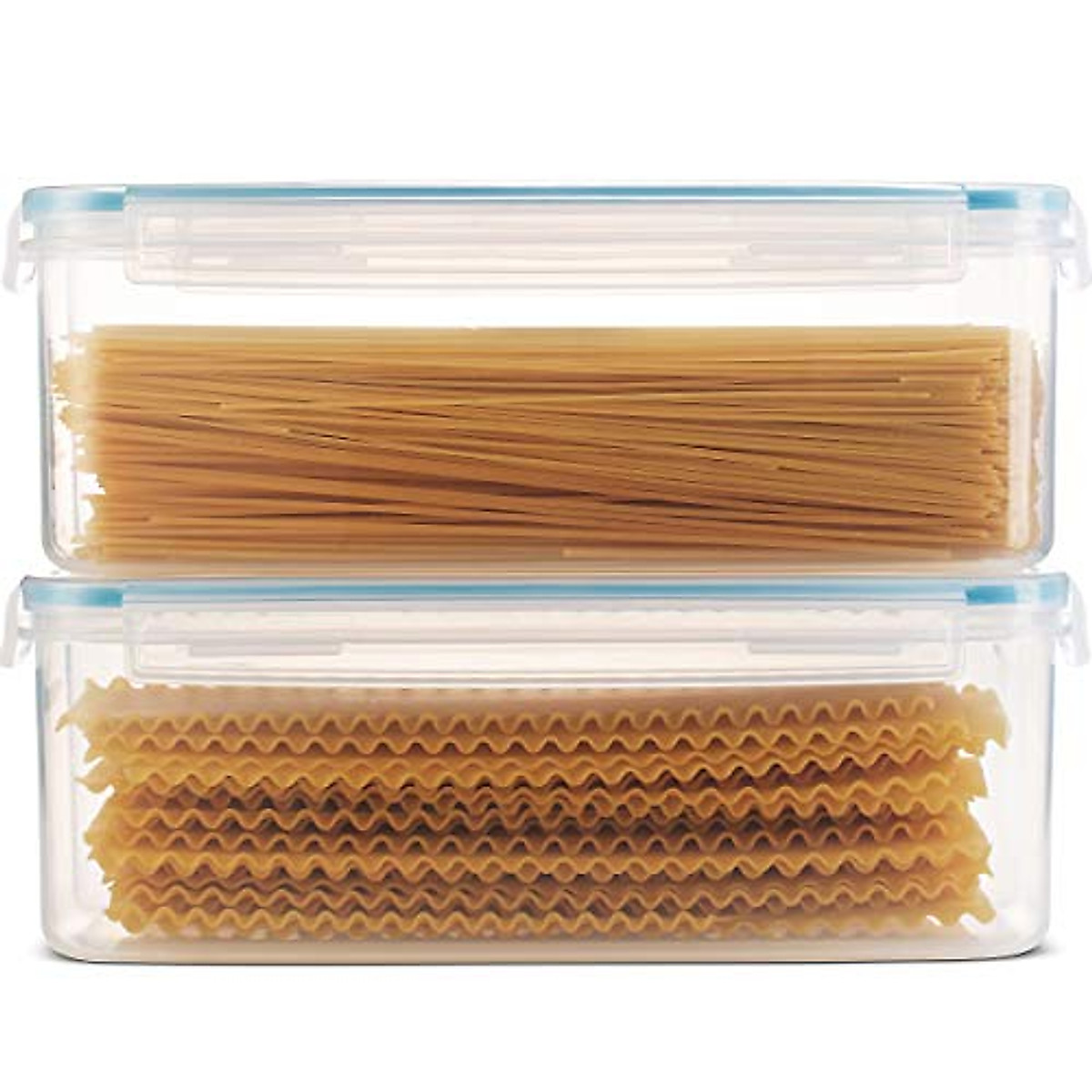 Komax Biokips Pasta Storage Containers w/Locking Lids (Set of 2) Airtight Food Storage Containers for Pantry - Pasta Containers for Organizing Pantry - Dishwasher Safe Canister Set (11.5 x 3.5 x 4.3)