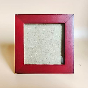 KELE MODEL 4x4 Picture Frames RED Solid Wood Frame, Plastic Panel (Film Needs to be Removed) Table or Wall.Front Window Opening 3.5x3.5 inch.