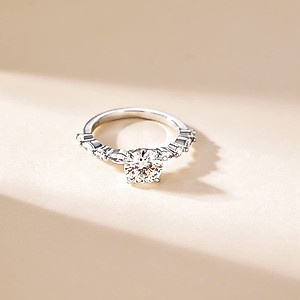 POMODA 1.5 CT Moissanite Engagement Rings For Women 925 Sterling Silver Rings Round Cut Promise Wedding Rings Stunning Wedding Bands for Women Size 7