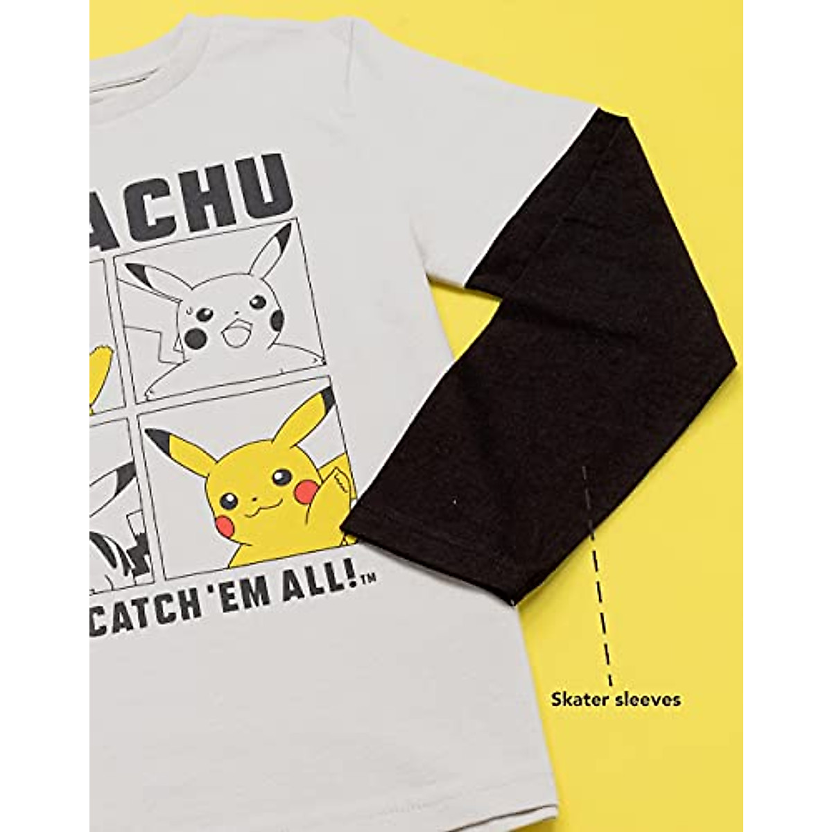 Pokemon T-Shirt Boys Kids Skater Clothes Grey Pikachu Game Top 9-10 Years