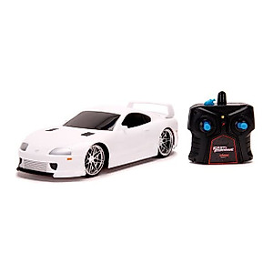 Fast & Furious 1:16 Brian's Toyota Supra RC Remote Control Car 2.4GHz White, Toys for Kids and Adults