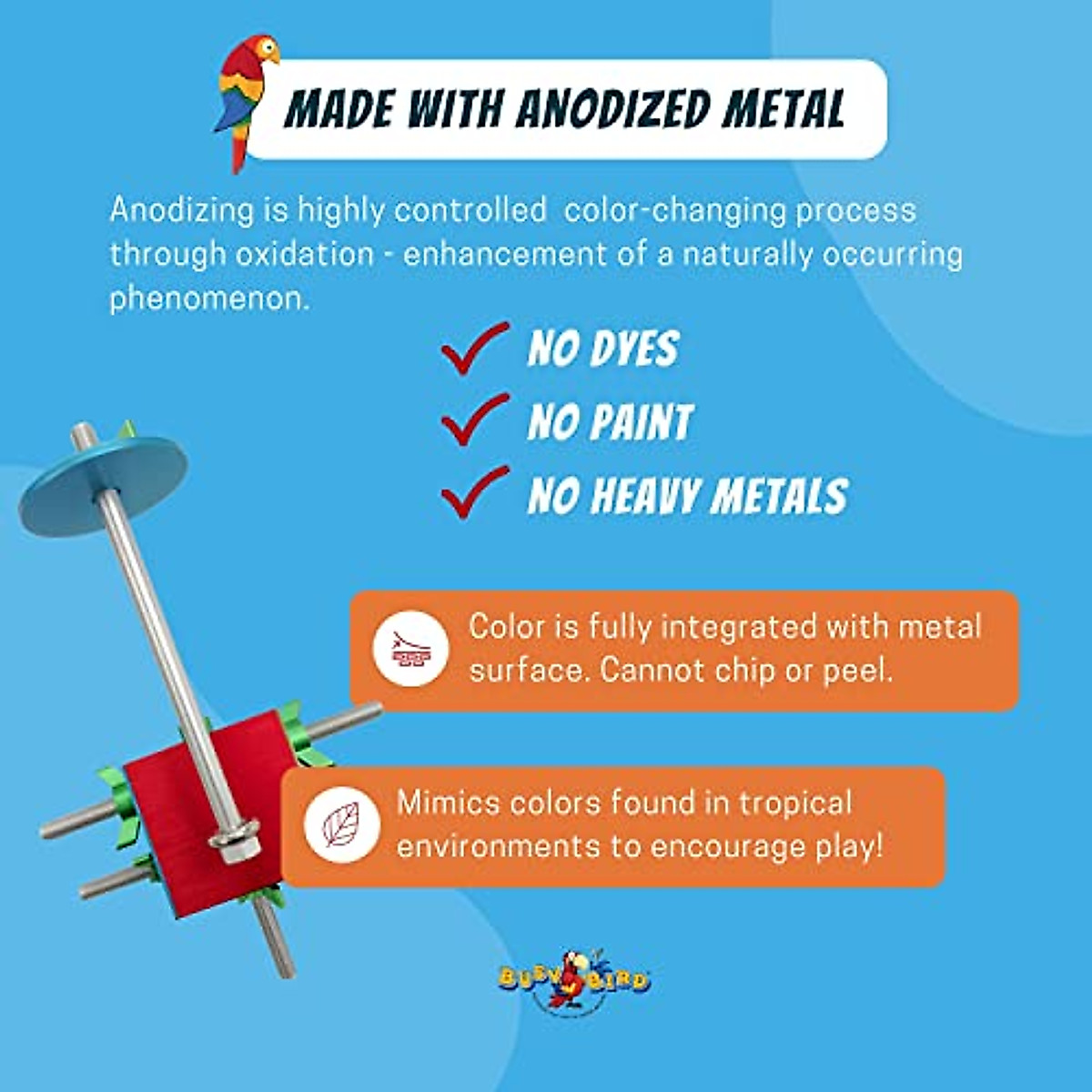 Busy Bird | Box Foraging Bird Toy - Rounded Corners, Non-Removable Wing Nuts - 100% Metal, Ultimate Brain Teaser and Mind Game for Medium to Extra Large Birds