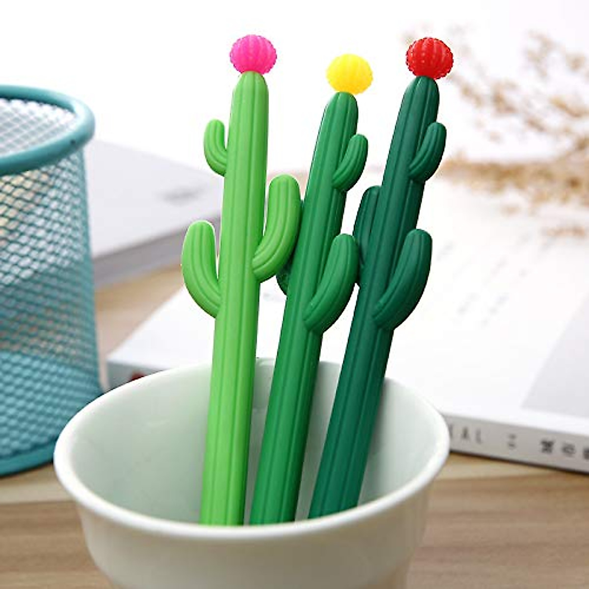 Aimyoo Pack of 30 Cactus Shaped Ballpoint Black 0.5mm Gel Ink Rollerball Pen for School Home Office