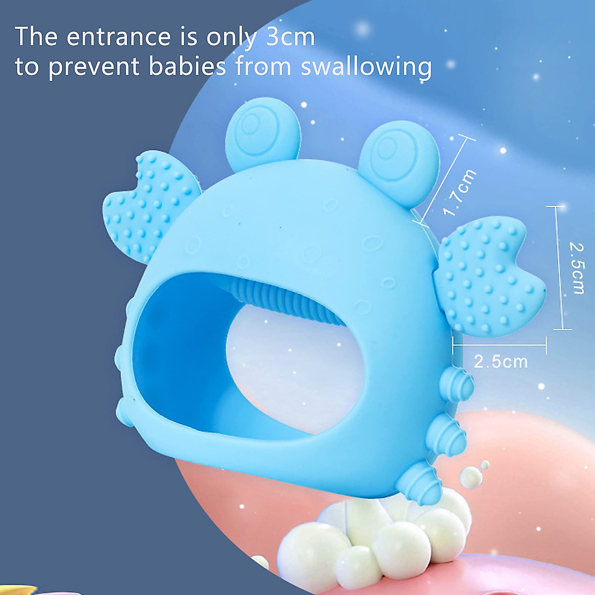 Never Drop Teething Toys for Babies, Baby Mitten Silicone Teether for Soothing Teething Pain Relief, Baby Chew Toys for Sucking Needs (Crab Pink)