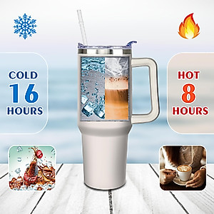 qoepfnsh 40 oz Cat Mama Tumbler with Handle and Straw, Stainless Steel Insulated Cat Travel Coffee Mug Cup Water Bottle, Cat Mama Themed Gifts Stuff for Women, Cat Lover Gifts for Women Girls