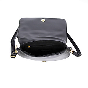 Olivia Miller Women's Faux Leather Ruched Front Flap Cloud Chic Bag Crossbody