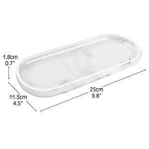 Luxspire Bathroom Vanity Tray+Toothbrush Holders, Bathroom Vanity Countertop Organizer Accessories Set-Marble Design