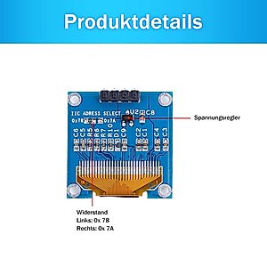 5PCS 0.96 Inch OLED Display Module, PEMENOL 128 x 64 Pixel I2C IIC Serial 1 OLED LCD Display Module with SSD1306 Driver for Arduino Raspberry Pi and ESP8266（White Light）
