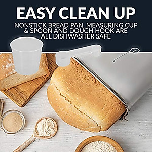 HomeCraft HCPBMAD2WH Bread Maker with Auto Fruit & Nut Dispenser Makes 2 Lb. Loaf Size, 3 Crust Options, Programmable Settings, 14"D x 16"W x 12"H, White