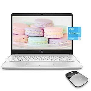 HP Premium Laptop, 14" HD Display, Intel Pentium Quad-Core Processor, 16GB RAM, 512GB SSD, Webcam, HDMI, Bluetooth, Wi-Fi, Windows 10 Wireless Mouse Bundle