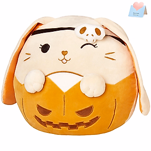 SpecialYou 11.8" Halloween Skull Bunny Plush Pillow, Jack-O-Lantern Lop Eared Bunny Stuffed Animal Plush Toy, Pumpkin Ghost Skull Rabbit Plushie Gift for Kids Adults
