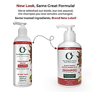 The Organic Forest - VEGAN . PURE . NATURAL Biotin Shampoo | Hair Thickening | Moisturizing for Dry or Oily Scalp | 7.1 fl.oz.