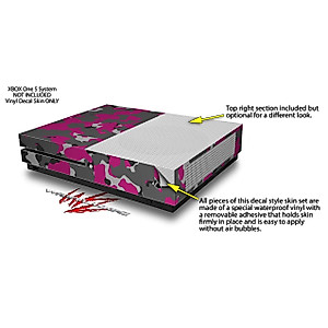 WraptorSkinz Decal Vinyl Skin Wrap Compatible with Xbox One S Console and Controllers - WraptorCamo Old School Camouflage Camo Fuschia Hot Pink