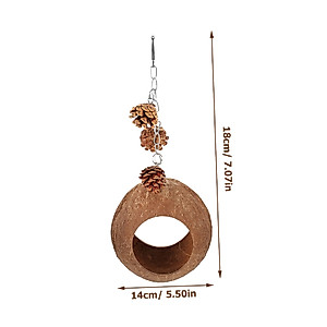 OATIPHO Coconut Shell Swing Bird Nest Parrot Sleeping Bed Bird Nesting Box Toy