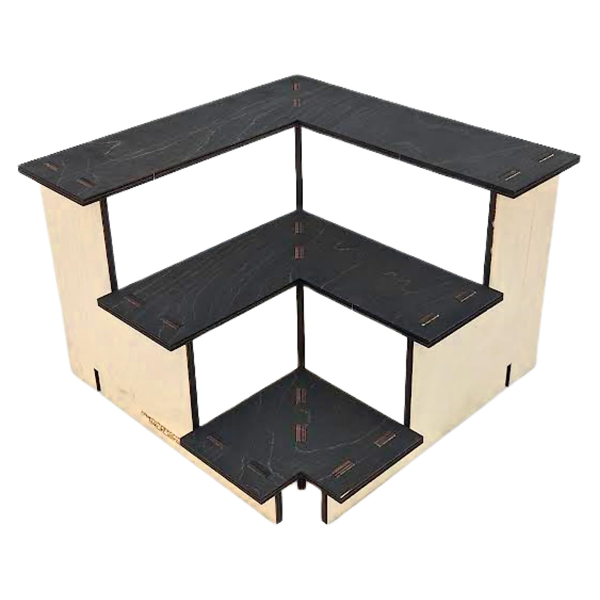 Patriot Pulse 3-Tier Retail Shelves Perfect for Craft Shows, Farmers Markets, Trade Shows, Product Displays, Table Tops, Counters (Square Corner Display (Black))