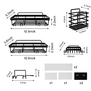 GOMALL Shower Caddy, 5 Pack Bathroom Organizers and Storage, Rustproof Stainless Steel Shower Organizer Bathroom Shelves With Large Capacity,No Drilling Shelves For Bathroom, Apartment Essentials,Home