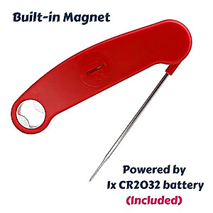 Searon Meat Thermometer for Cooking - FT002R Instant Read Food Thermometer for Kitchen BBQ Grilling Smoker Baking Turkey. (Red + Black)