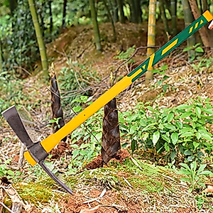 glorousamc Cutter Mattock, 36" Heavy Duty Pick Axe with Forged Heat Treated Steel Blades Hoe for Weeding, Prying and Chopping, Digging Tool with Fiberglass Handle (36.3inch, Yellow)