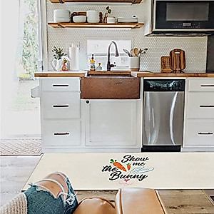 Kitchen Rugs and Mats Easter Show Me The Bunny Carrots Floor Mats Non-Slip Doormat Washable Kitchen Runner Rug for Kitchen Floor Home Office Sink Laundry (19.7"x47.2")