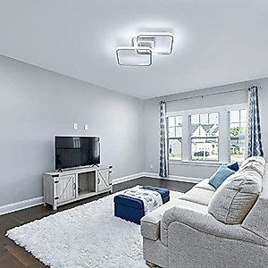 DELIPOP Ceiling Light Fixture, 23 Inch Sqaure Modern LED Ceiling Light, 42W Cold White 6500K Flush Mount Ceiling Light for Hallway Living Room Dinning Room Kitchen and Bedroom Acrylic Ceiling Lamps