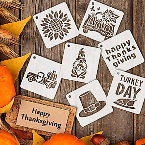 Augshy Fall Stencils, 56 Pack Thanksgiving Stencils Small Fall Stencils for Painting on Wood Ornaments Slice DIY Crafts Fabrics Window Thanksgiving Autumn Decoration (3 Inch)
