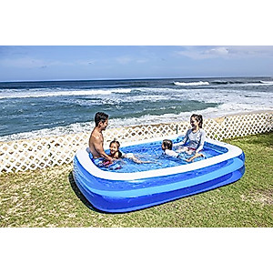 Jilong Rectangular Family Inflatable Pool for Ages 6+, Blue, 103" x 69" x 20"
