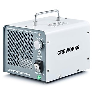 CREWORKS Ozone Negative Ion Generator, 30000 mg/h 2-in-1 Odor Eliminator Air Purifier for Car Home Smoke Pet Odor Removal, Commercial Ozone Machine Ionizer with Timer for 3200 sq ft Room