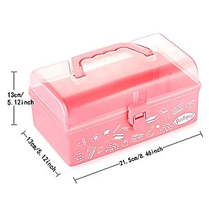 Funtopia Plastic Art Box for Kids, Multi-Purpose Portable Storage Box/Sewing Box/Tool Box for Kids' Toys, Craft and Art Supply, School Supply, Office Supply - Pink