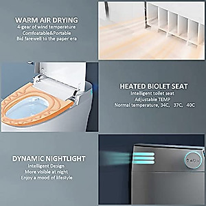 Smart Toilet with Bidet Built in, Foot Sensing Toilet Bidet Combo with Auto Flush, Warm Water, Heated Bidet Seat, Dynamic Night Light, LCD Display, Modern Design Electric Tankless Toilets in 1.28GPF