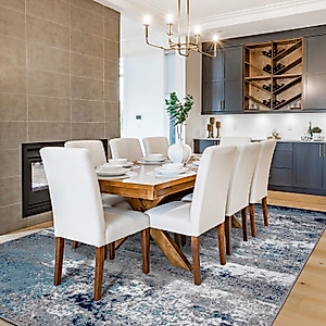 Rugshop Distressed Abstract Watercolor Area Rug 7'10" x 10' Blue