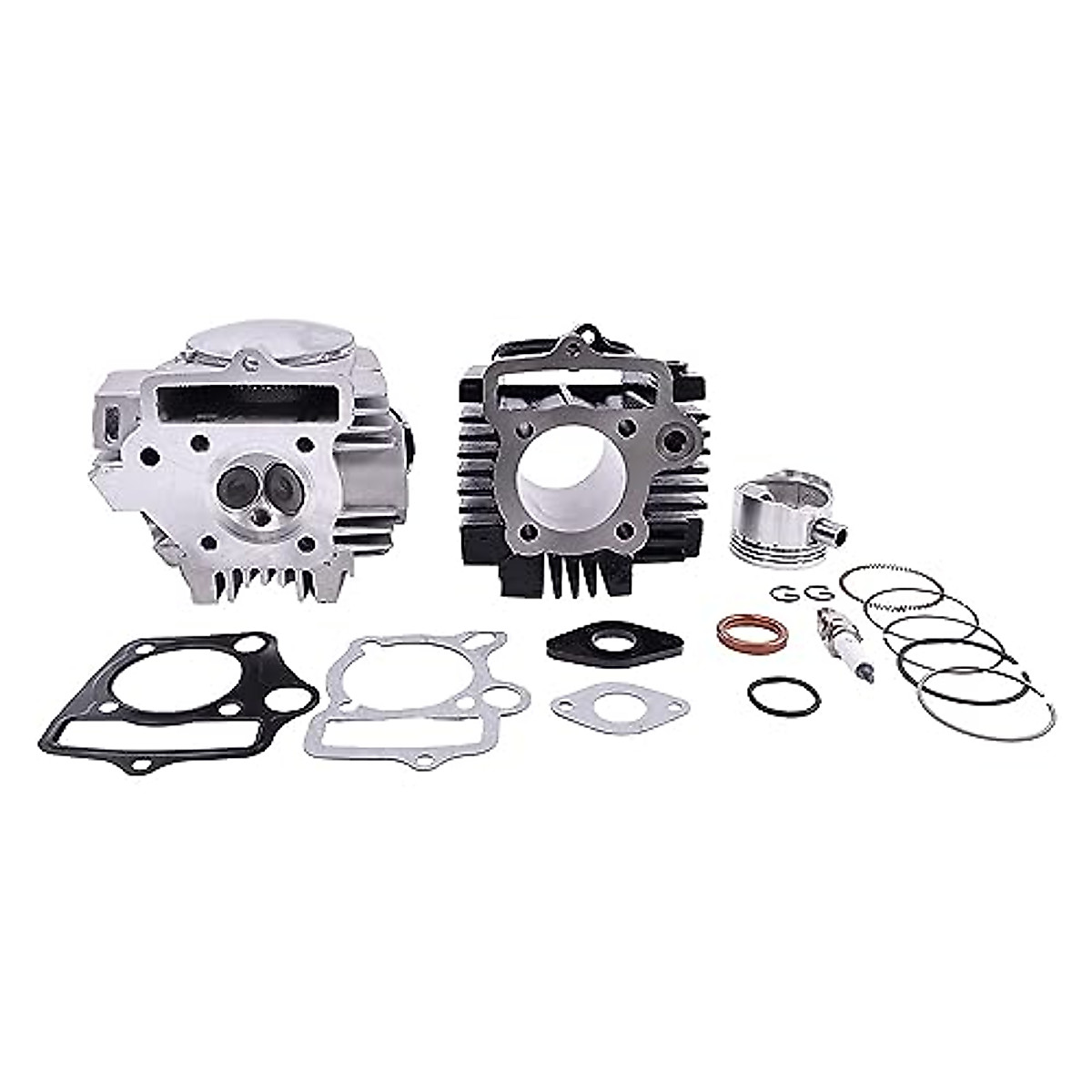 AIVWUMOT 52.4mm Cylinder Head with Sleeve Plug Spark Plug Upper and Lower Gasket Compatible with 4 Stroke Horizontal 90cc 110cc 125cc Engine ATV Quad Dirt Bike Pit Bike Tao Tao Go Kart Scooter