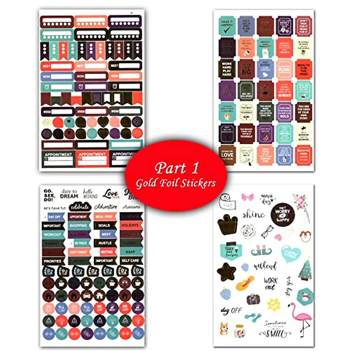 Deselen Happy Planner Stickers, Calendar Planner, Planner Stickers, Aesthetic Calendar Stickers for Teacher Planner, Teacher Stickers, Happy Planner Stickers, (Set of 12 Sheets 725 Stickers)