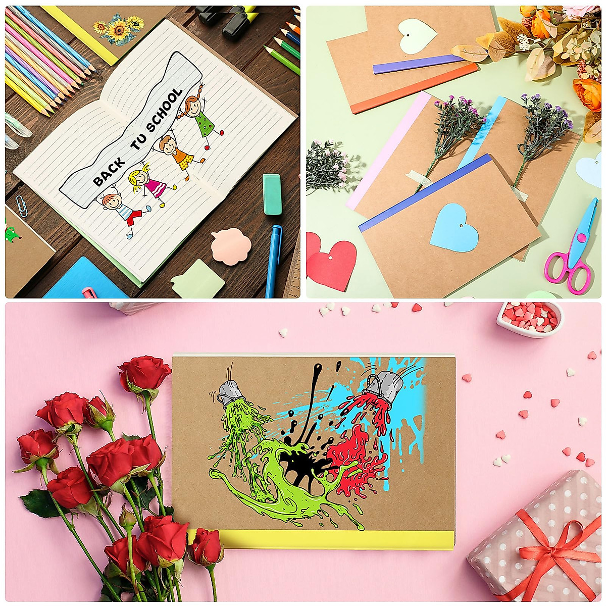 Geyoga 200 Pack A5 Composition Notebooks Bulk 60 Pages Journals Notebooks Colorful Soft Cover Ruled Lined Blank Notepad for School Students Travelers Home Office (Bright Color,Fresh Style)