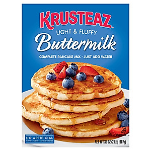 Krusteaz Light & Fluffy Buttermilk Complete Pancake and Waffle Mix, Just Add Water, 32-ounce Box