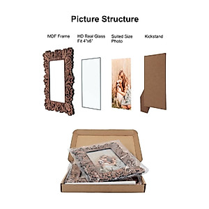 PURSEEK 4x6 Distressed Cherry Red Picture Frame,lake House Picture Frame,2 Photo Frame Vertical and Horizontal