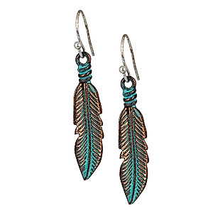 SPUNKYsoul Feather Circle Long Necklace for Women Collection (3 Toned Patina Copper)