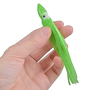 Fishing Squid Skirts Lures Octopus Skirts Trolling Lures Soft Plastic Lures Fishing Tackle Squid Skirts Fishing Bait for Saltwater Bass Salmon Trout (Green, 2.75in - 30pcs)