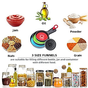 Funnel with Strainer for Kitchen Use, Dokpod Funnels for Filling Bottles, Wide Mouth Canning Funnel, Funnel with Filter, Collapsible Kitchen Funnel, Silicone Funnel