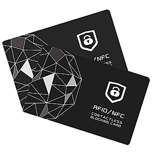 RFID Blocking Cards - 2 Packs, NFC Contactless Card Passport Protector Blocker for Men & Women, Protection Entire Wallet/Purse (Black)
